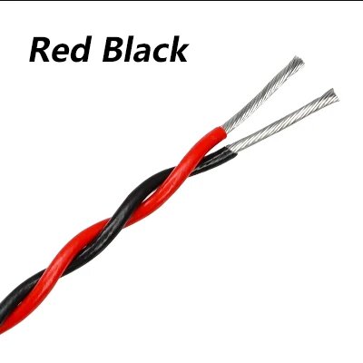 1/5/10/20m PTFE Wire AFS200 2pins 26/25/24/22/20/18/17/15/13AWG FEP Twisted Pair Tinned Copper High Temperature Electronic Cable