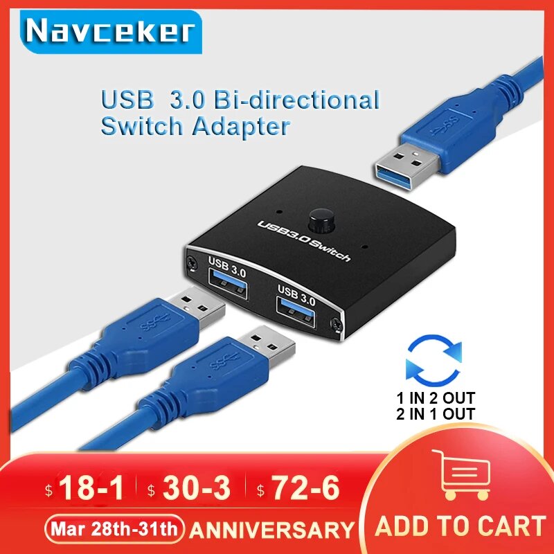 USB 3.0 коммутатор 2 ПК Ugreen — фото 1