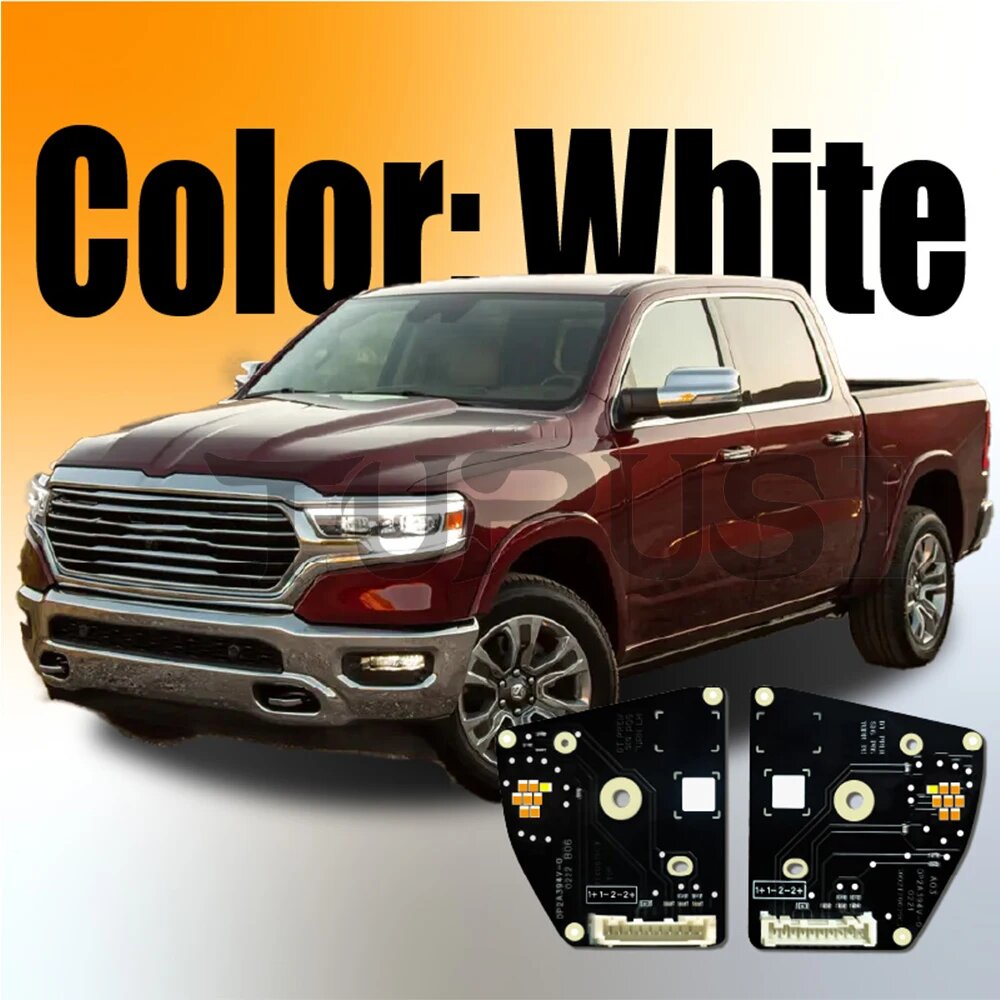 Янтарно-белая светодиодная плата DRL для Dodge Ram 1500 Pickup 2019 2020 2021 2022, 2PCS White