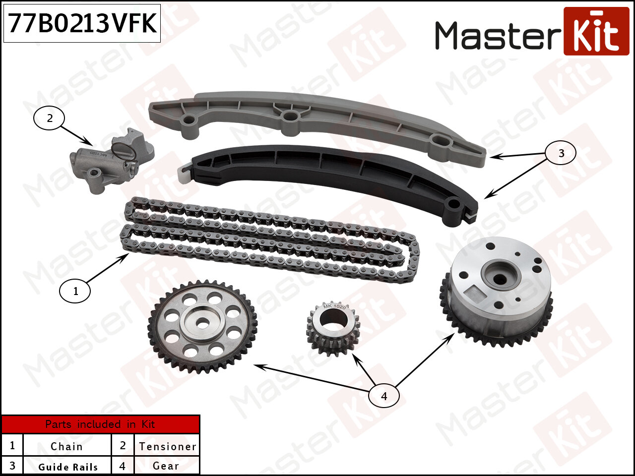 Комплект цепи ГРМ Skoda Rapid/Octavia 1.4 TFSI CAXA 14- MasterKit 77B0213VFK