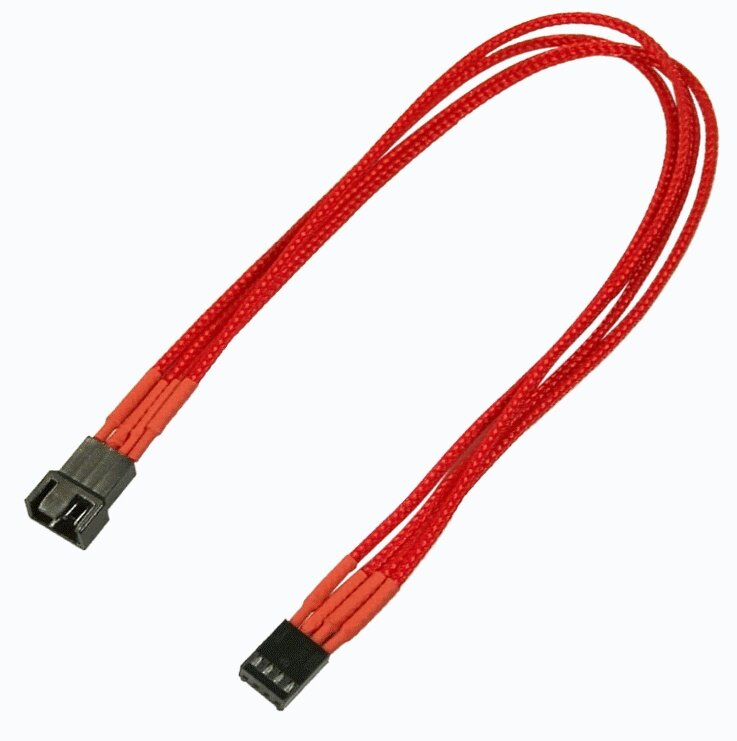 Удлинитель Nanoxia для вентилятора 4 pin PWM, 30 см, красный с индивидуальной оплёткой NXPWV3ER