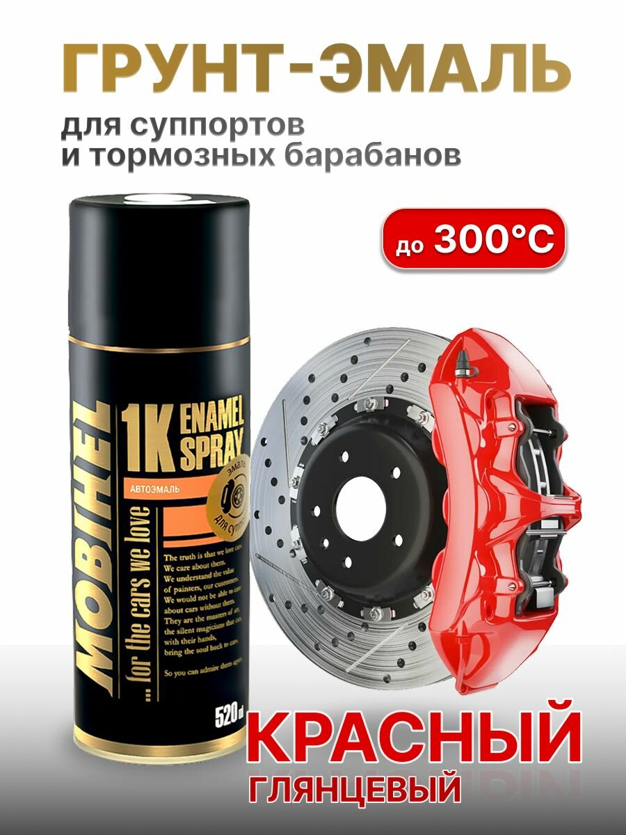 Mobihel Эмаль для суппортов термостойкая красная (520 мл)