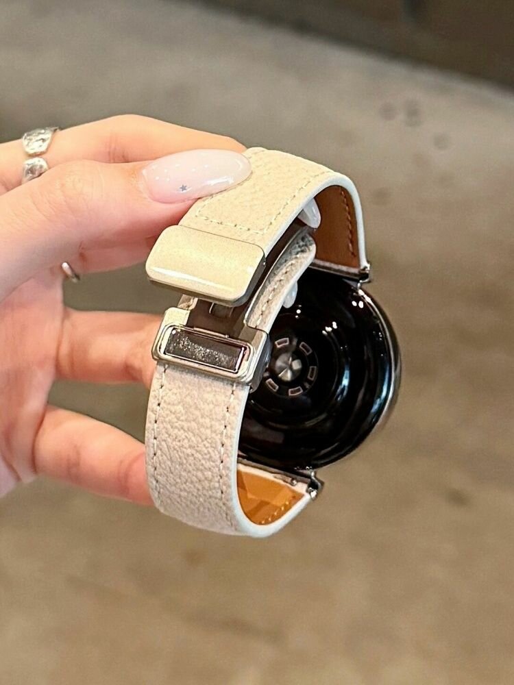 Кожаный ремешок для 18мм смарт-часов Huawei Watch GT4/ GT5/ GT6 41 мм, магнитная складная застёжка, мягкий и удобный на запястье, модный минимализм/ доступен в нескольких цветах разные цвета мягкий ремешок