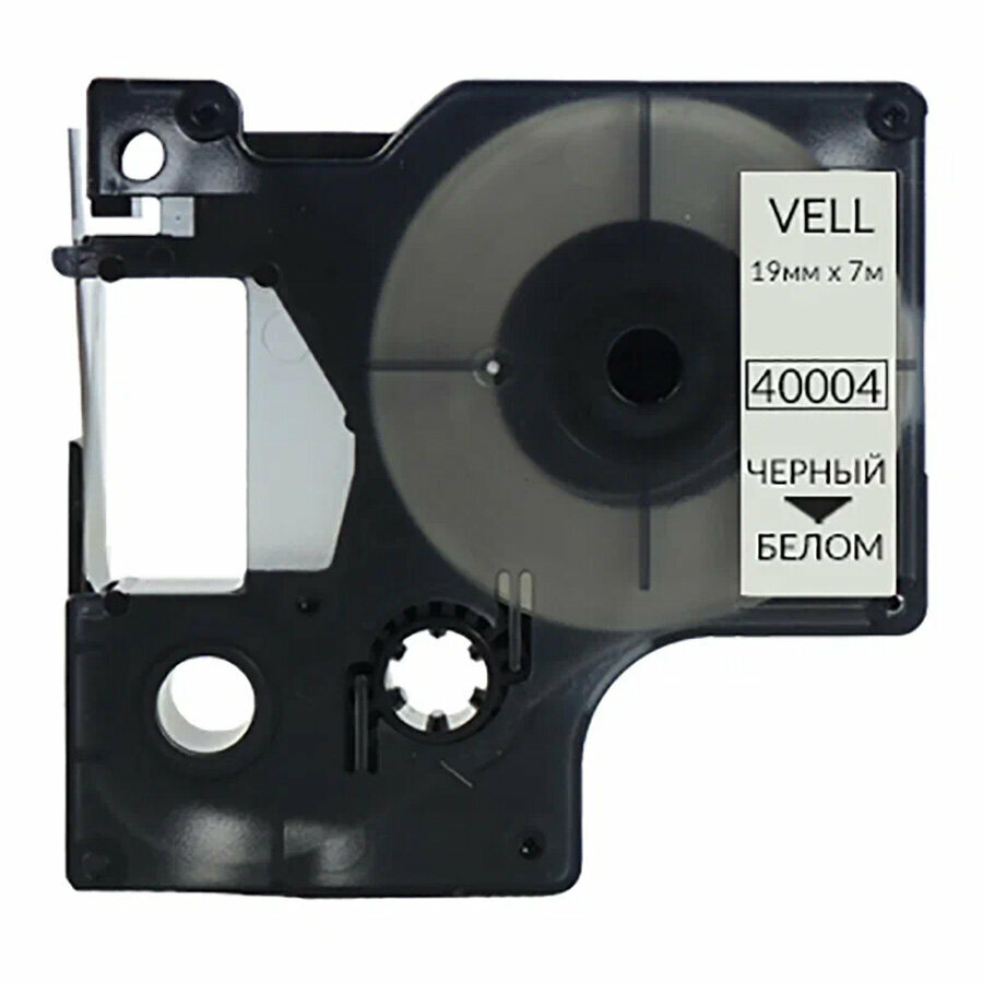 Лента Vell VL-D-H45803 высокотемпературная, 19 мм х 7 м, черный на белом {Vell-H45803}