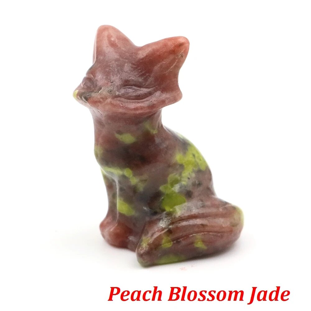 Статуя лисы из натурального камня 1 PCS, Peach Blossom Jade
