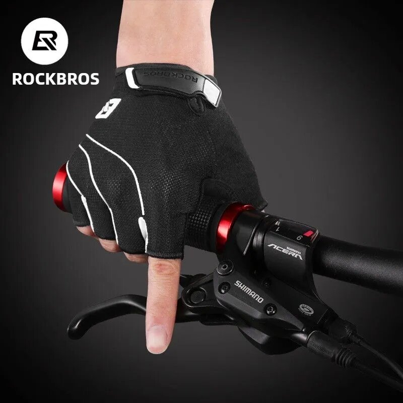 ROCKBROS Велоперчатки, размер M, укороченные, черные, для велоспорта — фото 1