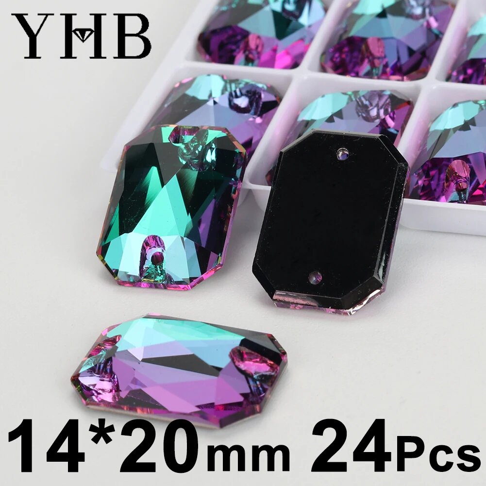 Стразы YHB 001HE Heliotrope XIRIUS Cosmic Drop Emerald Cut 14X20mm
