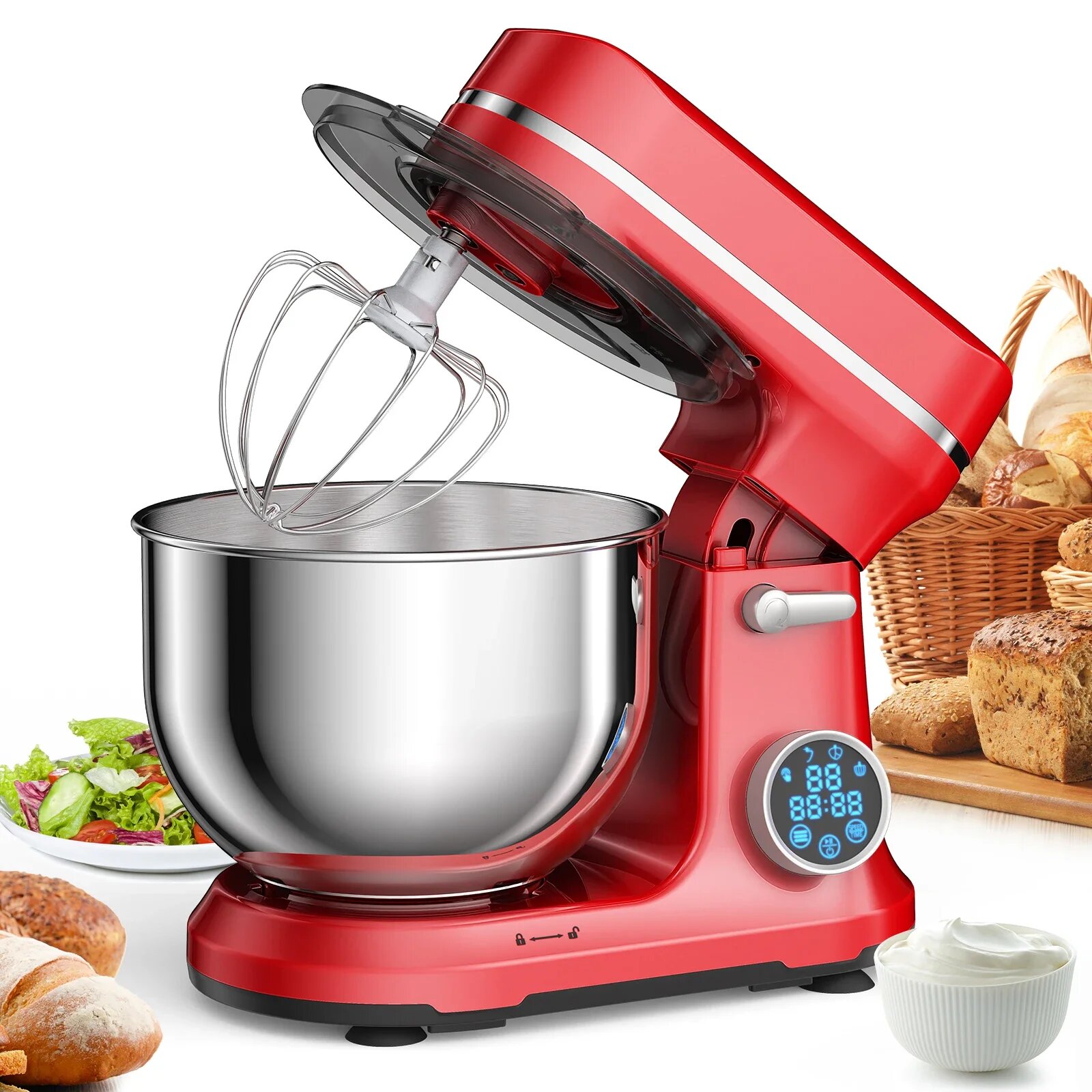 Миксер для кухни BioloMix, 1200Вт, 11 скоростей, двигатель постоянного тока, цифровой OLED-экран, электрический миксер с крючком для теста и венчиком