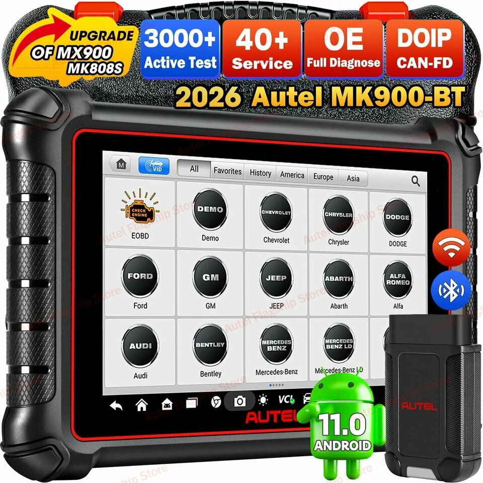 Диагностические инструменты Autel MaxiCOM MK900BT MK900-BT для автомобилей с двусторонней связью, более 40 сервисов, CAN FD, DOIP, обновление MK900, MK808BT Pro, MK808S