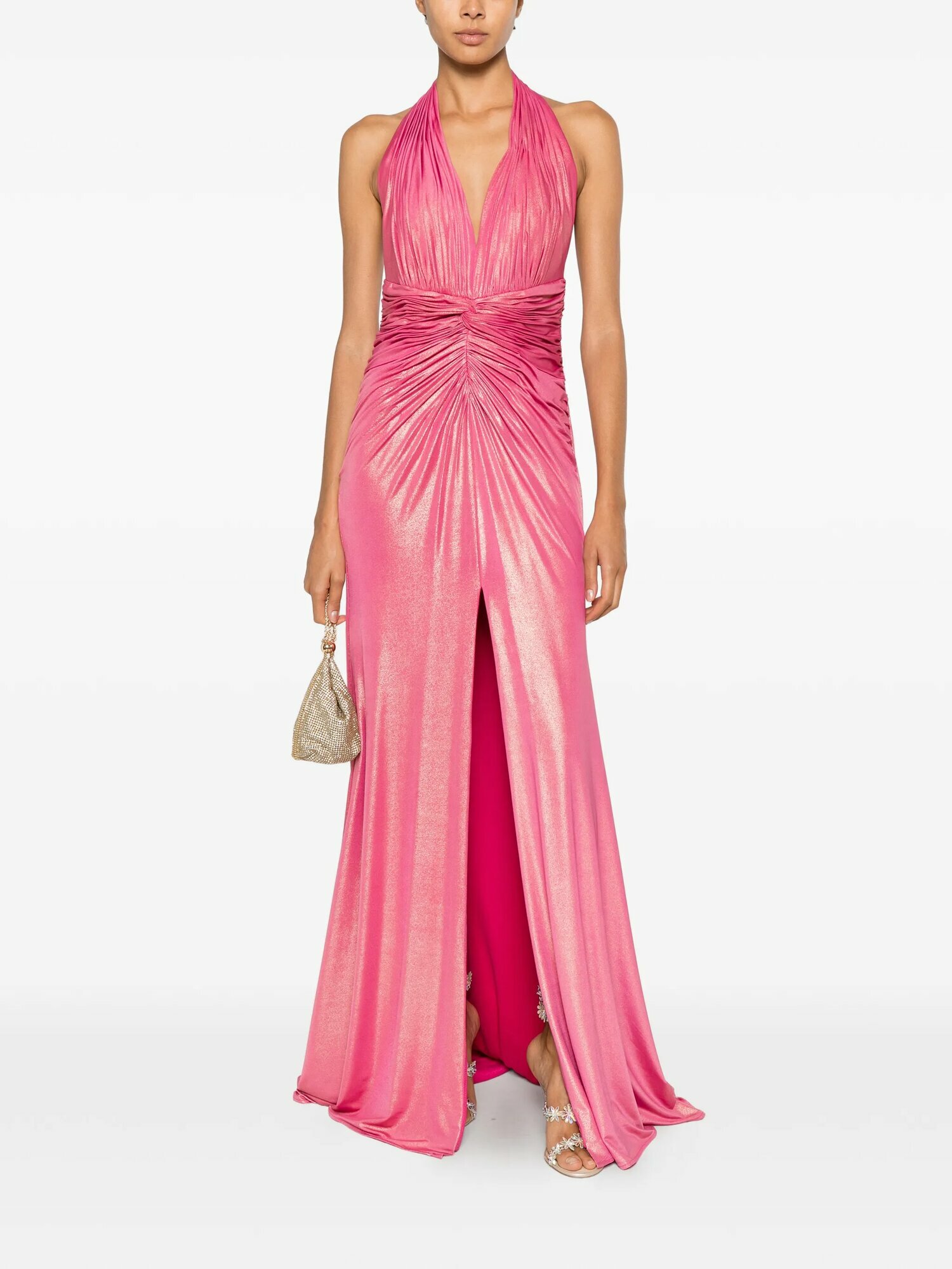 Платье ALLURE Ruched metallic-effect dress, размер 44, коралловый/розовый — фото 1