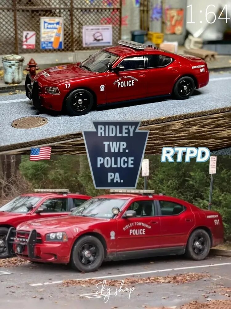 Машинка Rollin 1:64 Dodge Charger RIDLEY TOWNSHIP POLICE полицейская машина