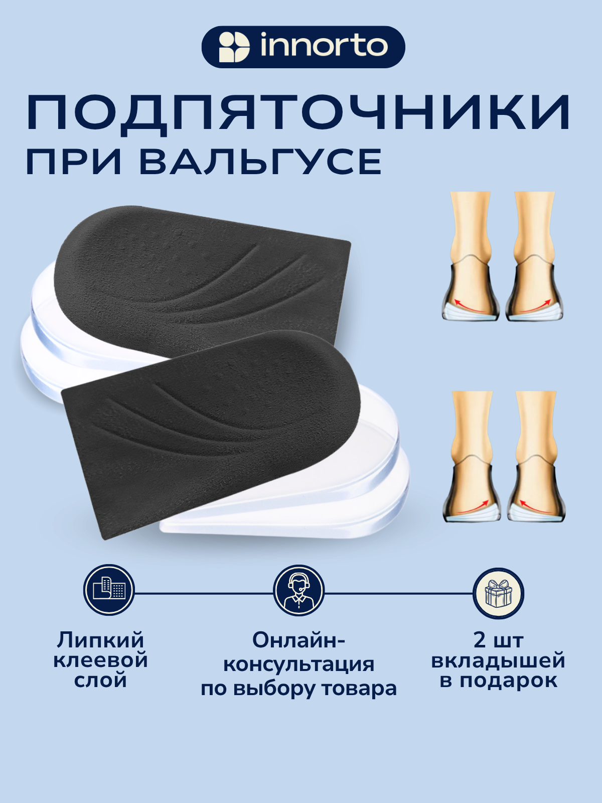 Подпяточники «INNORTO», артикул 40601, типоразмеры S - 1 пара.