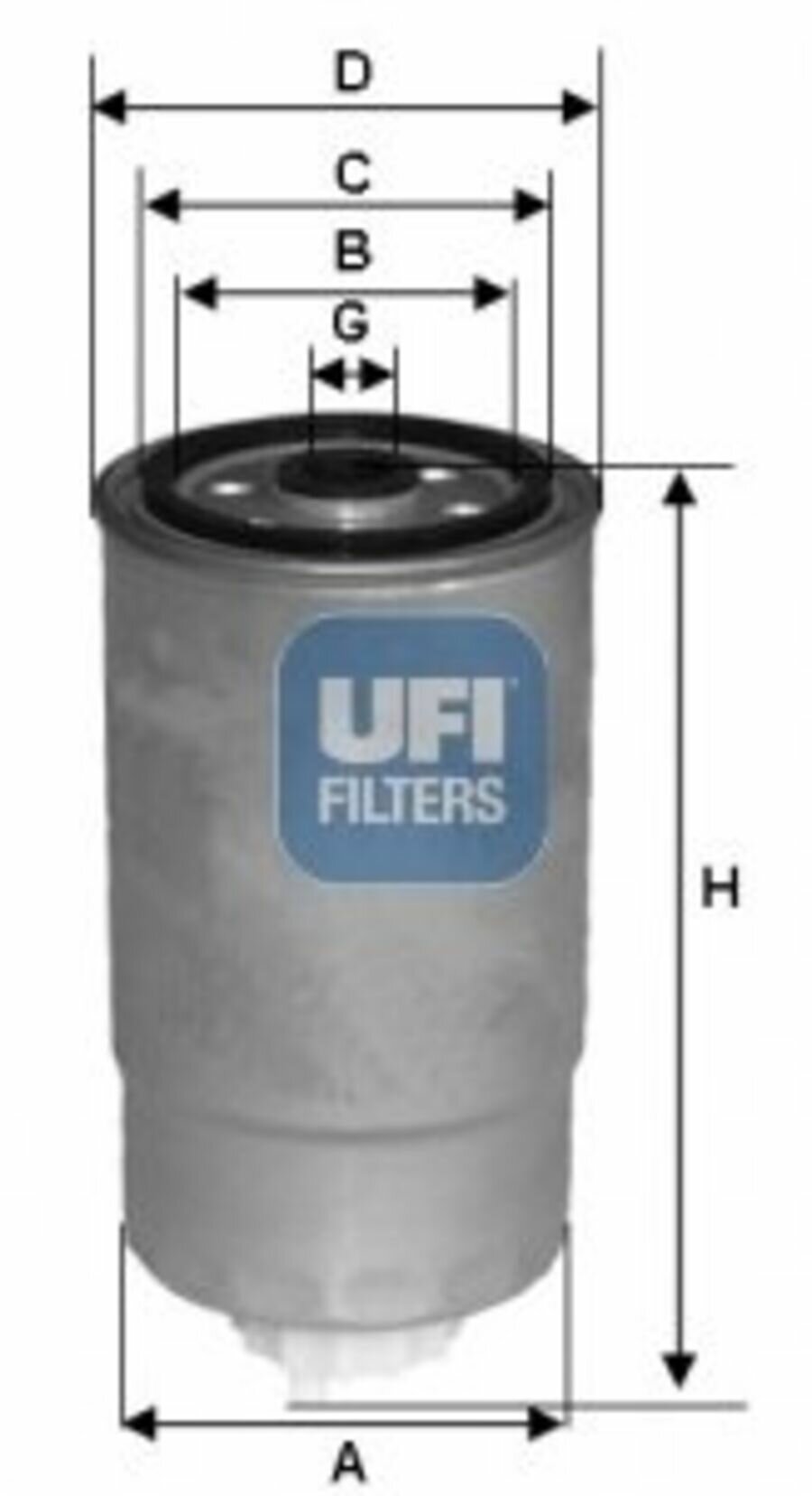 Фильтр Топл. fiat/Peugeot/Citroen 1.9-2.8D 1997 > (UFI 24. H2O.00)