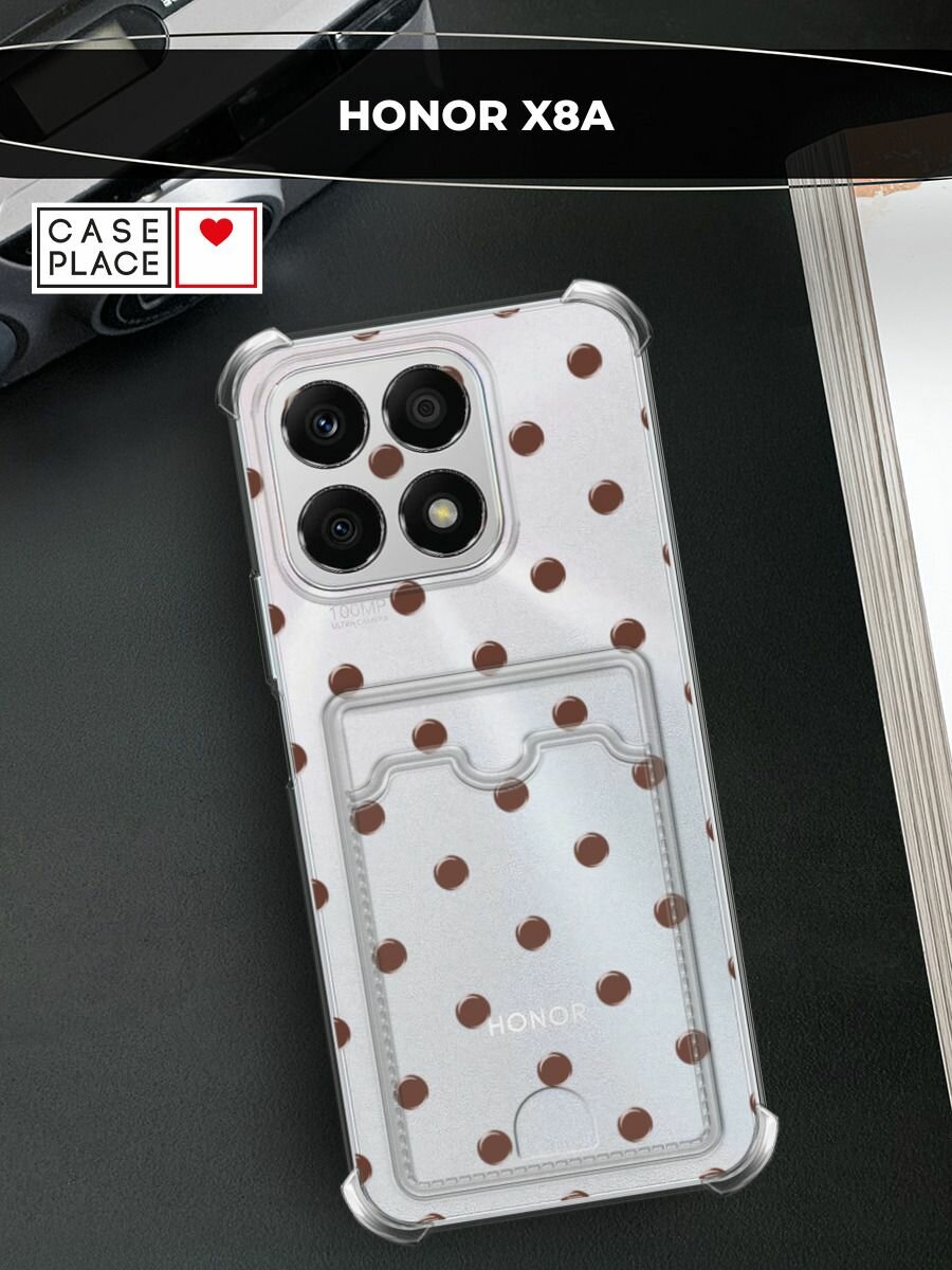 Чехол на Honor X8A (Хонор X8A) с картой и принтом Узор в горошек