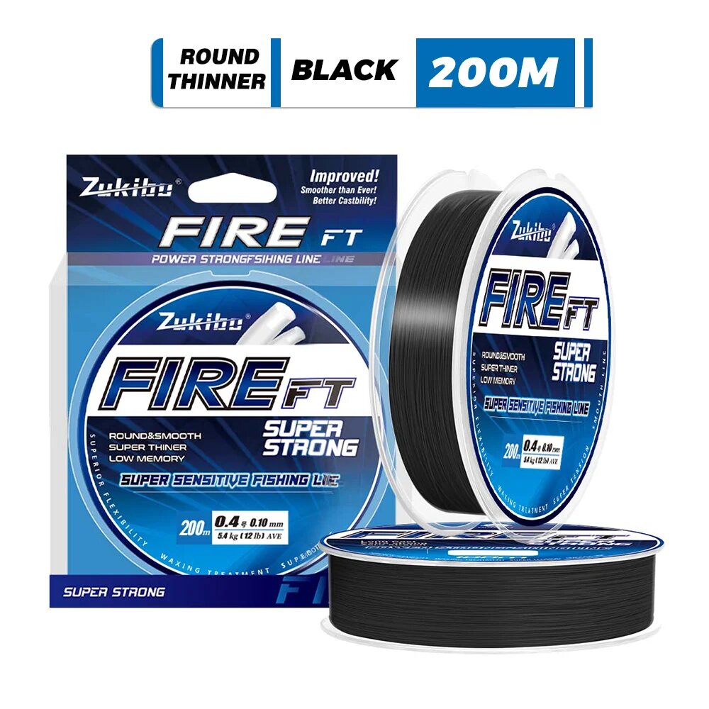 Зукибо Fire FT Леска плетеная черная 200м 0.08mm