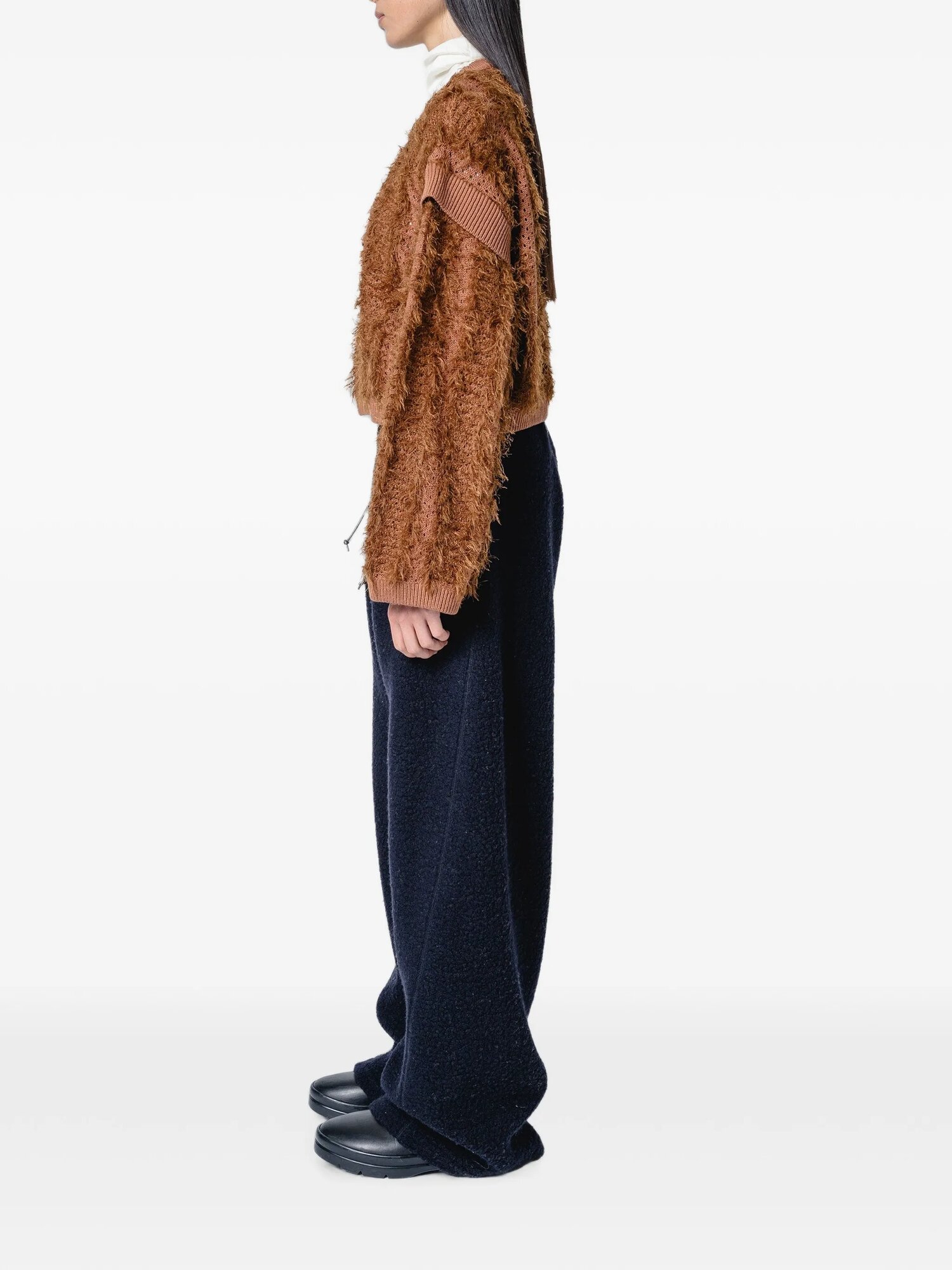 Свитер muller of yoshiokubo Fuzzy ribbed-trim sweater, размер OneSize, , коричневый — фото 1
