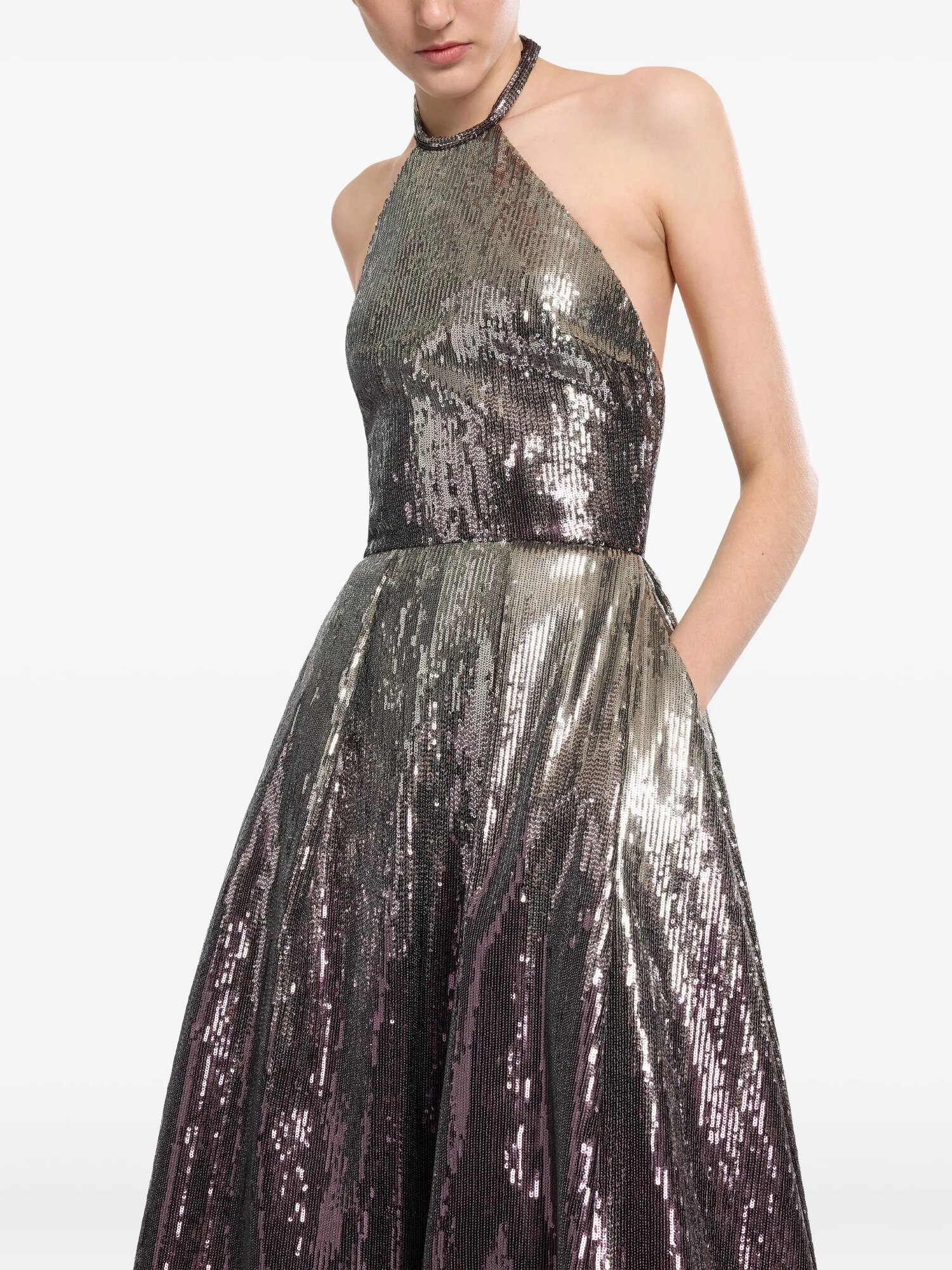 Платье Halterneck gradient-sequin gown