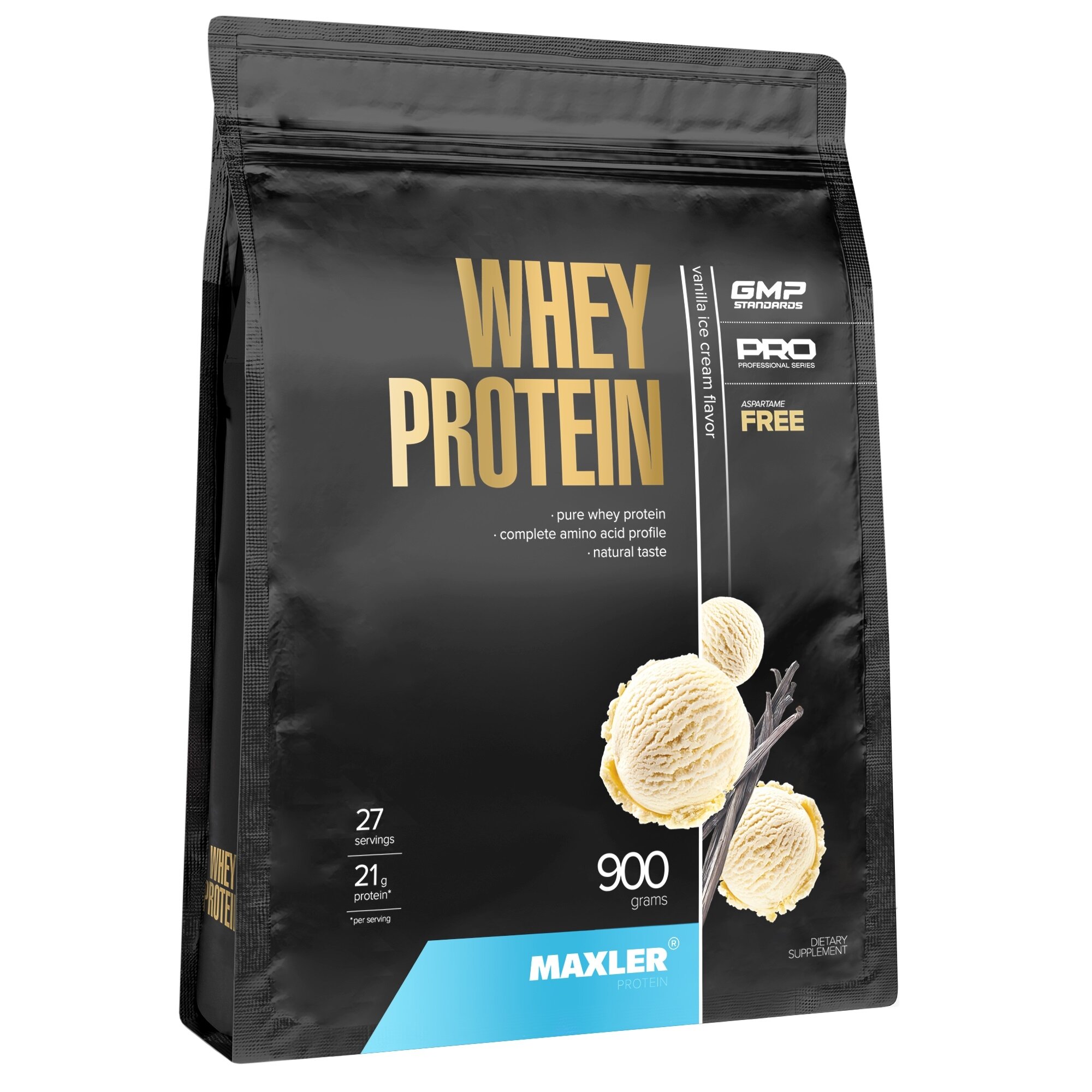 Протеин сывороточный для похудения Whey Protein 900 гр (Maxler) Ванильное мороженое
