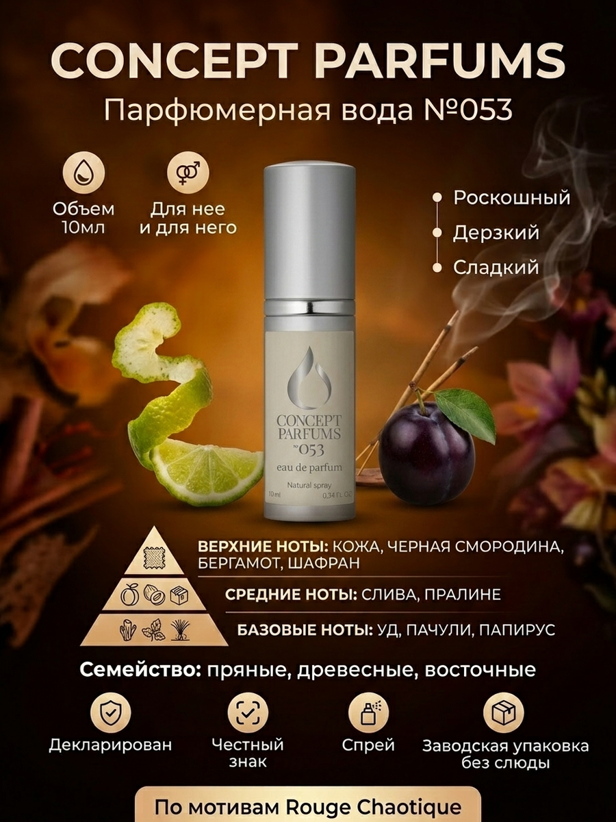 Concept Parfums 053 Парфюмерная вода унисекс 10мл пряные, древесные, восточные