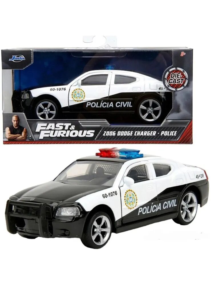 Jada Fast & Furious 2006 Dodge Charger Police / Игрушечная полицейская машина Изворачиваться Зарядное устройство 2006 года выпуска Форсаж подходит для детей в возрасте от 8 лет