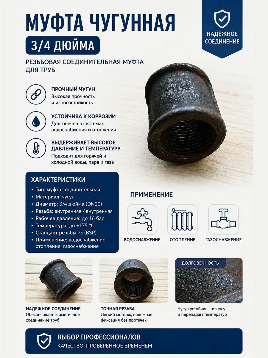 Муфта переходная 3/4 чугун