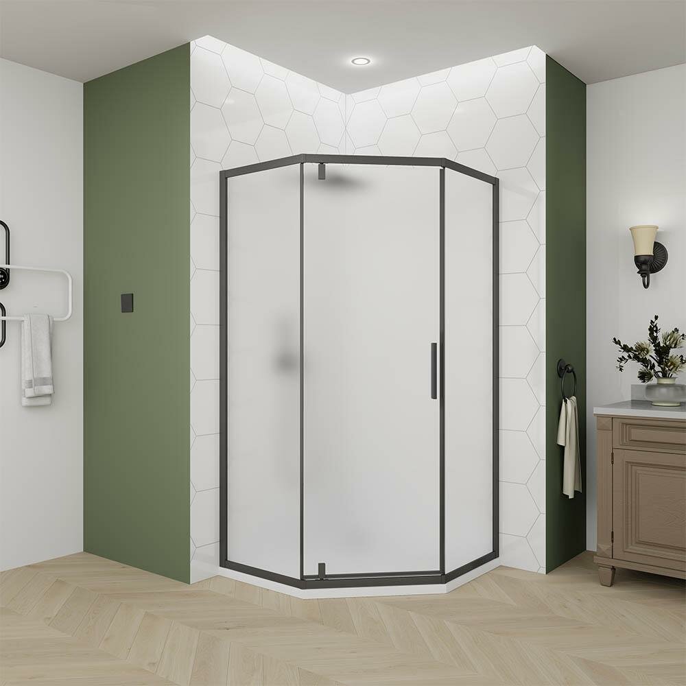 Душевой уголок Veconi Ottimo 80х80 OP10B-8080-07-C9 профиль Черный матовый стекло матовое