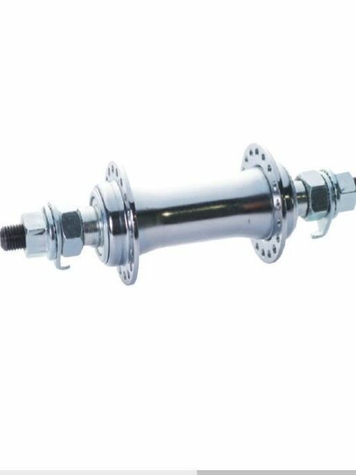 Втулка передняя TRIX 16 F-14G silver, стальная, под V-br, на гайках, 36 отверстий,14G, ось 3/8'х100x140мм, хромированная