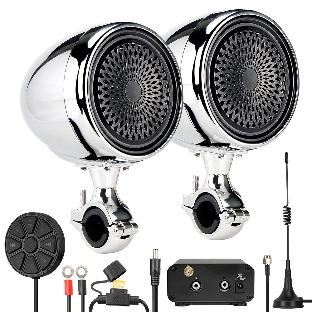 Автомобильная аудиосистема для мотоцикла 1000W Bluetooth 6.0 IP67 водонепроницаемый динамик серебристый 2 канала