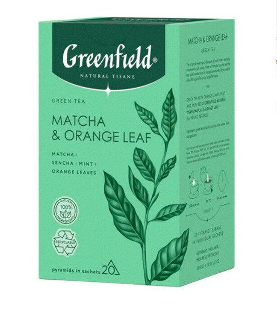 Greenfield Чай с мятой и листьями апельсина Matcha & Orange Leaf,36 гр