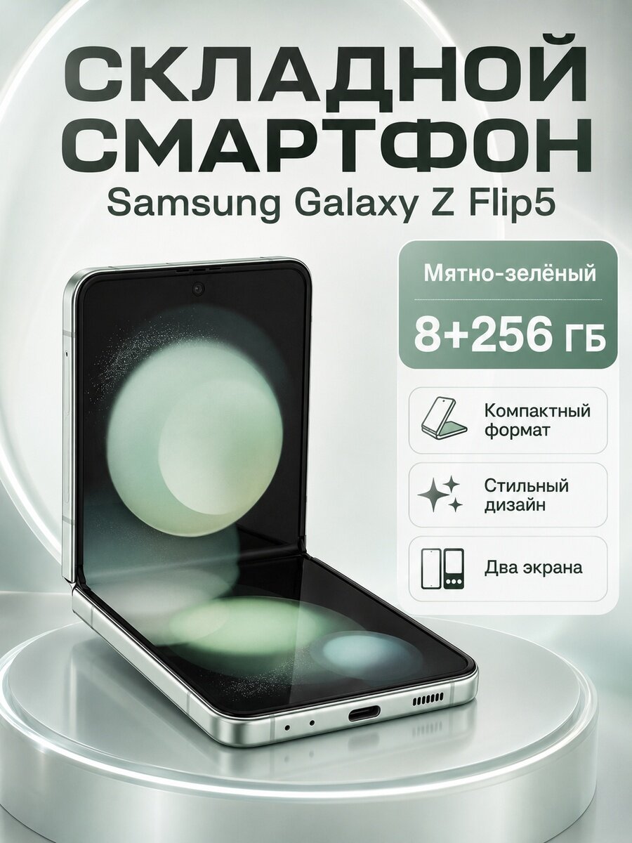 Смартфон Samsung Galaxy Z Flip5 5G 8/256 ГБ, зелёный, складной, NFC