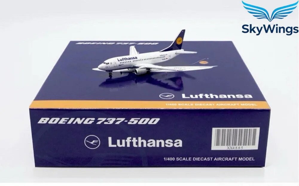 JC Wings Модель самолета Boeing 737-500 Lufthansa 1:400 D-ABJI Классическая жёлто-синяя ливрея