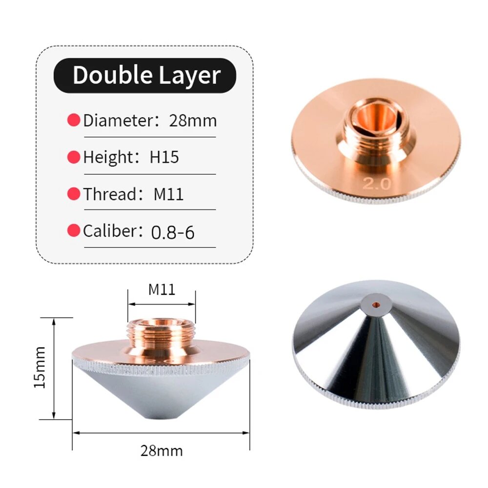 Сопло лазерное Raytools 28mm Double Layer, 1pc