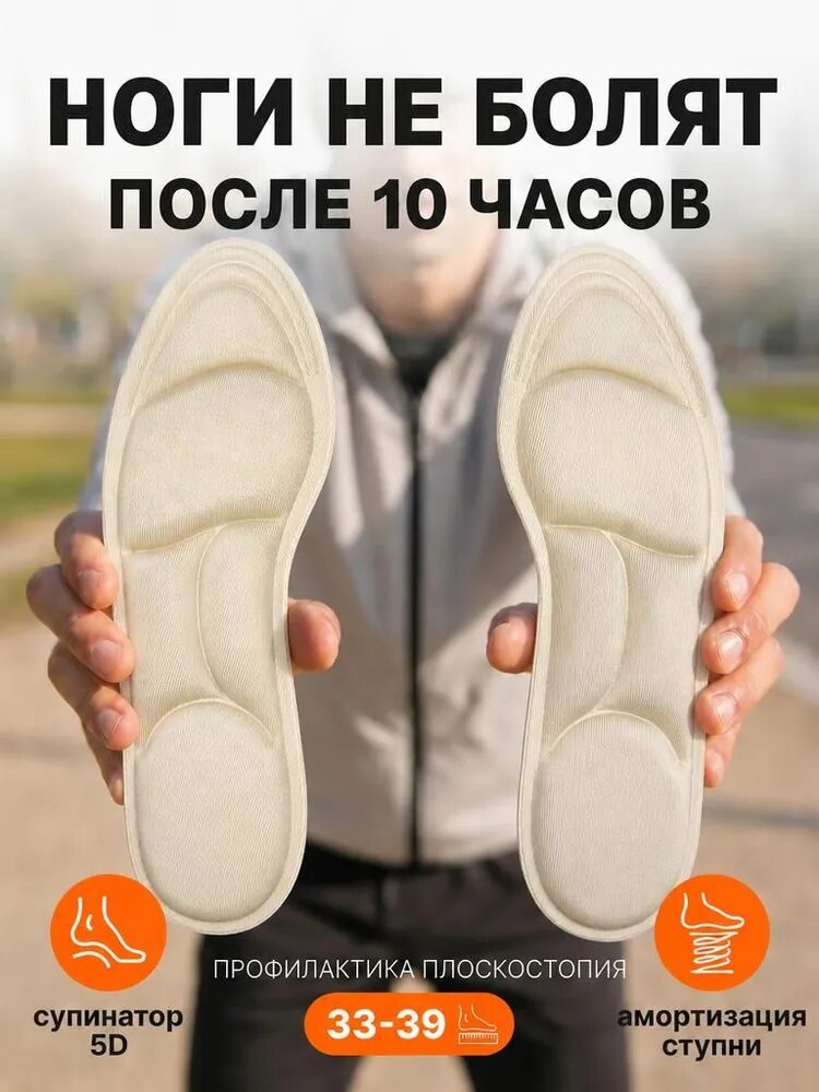 Стельки для обуви анатомические. Универсальный р. 33-39. Стельки для кроссовок мужские/женские