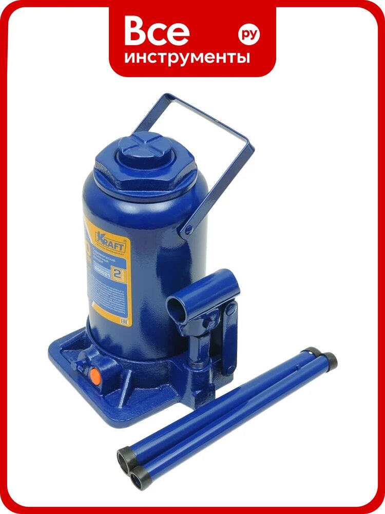 Бутылочный домкрат KRAFT 20 т, min 242mm-max 460mm KT, для поднятия груза с приложением минимального рабочего усилия