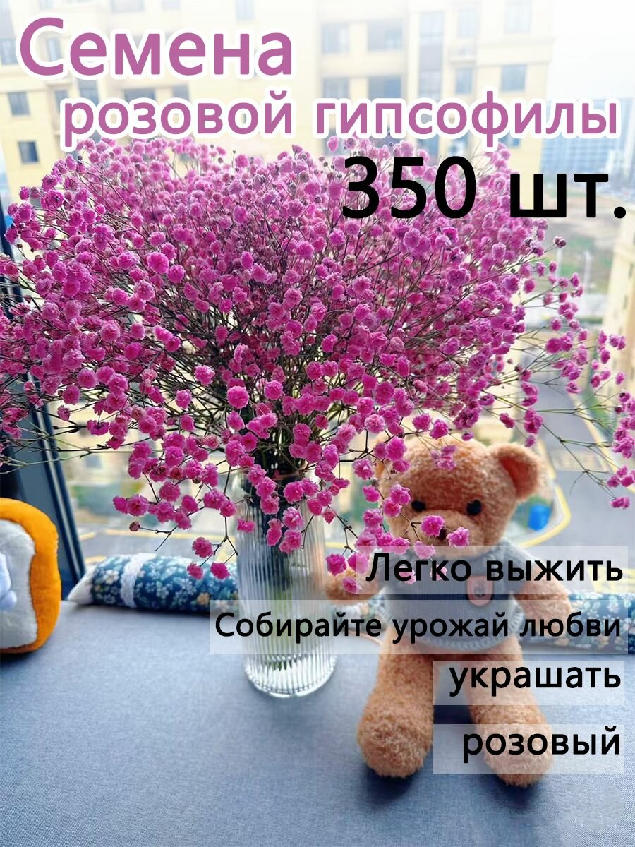 350шт Гипсофила многолетняя "Розовый шар" семена для сада для посадки многолетник
