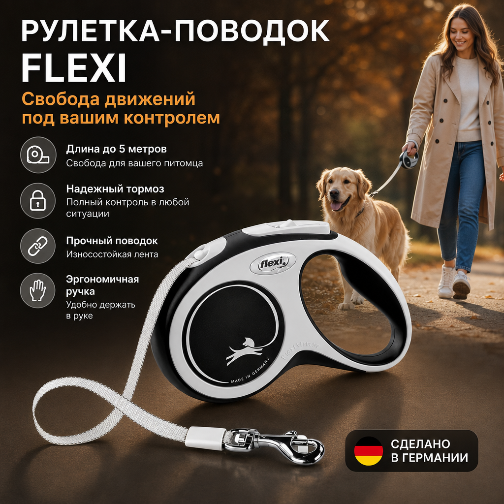 Прочный поводок для собак, черный