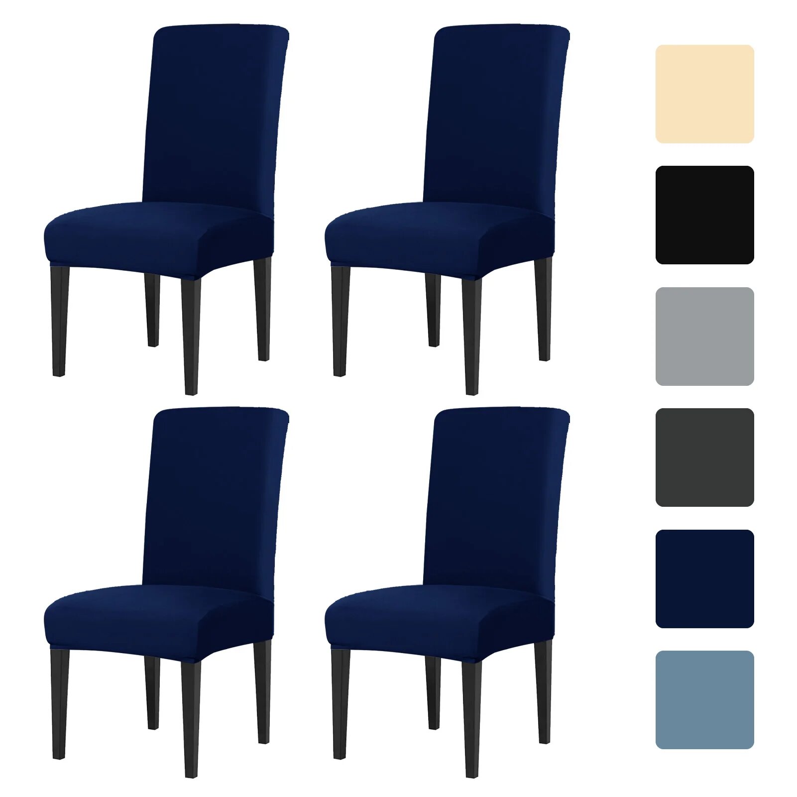 Чехлы для стульев, набор из 4/8 штук, трикотажные 4pcs, Синий, dark blue