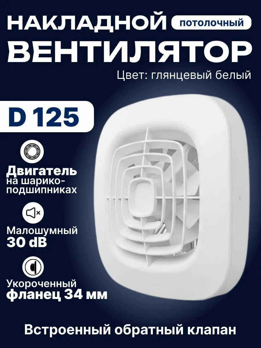 Вентилятор накладной AIR D125 обр. клапан
