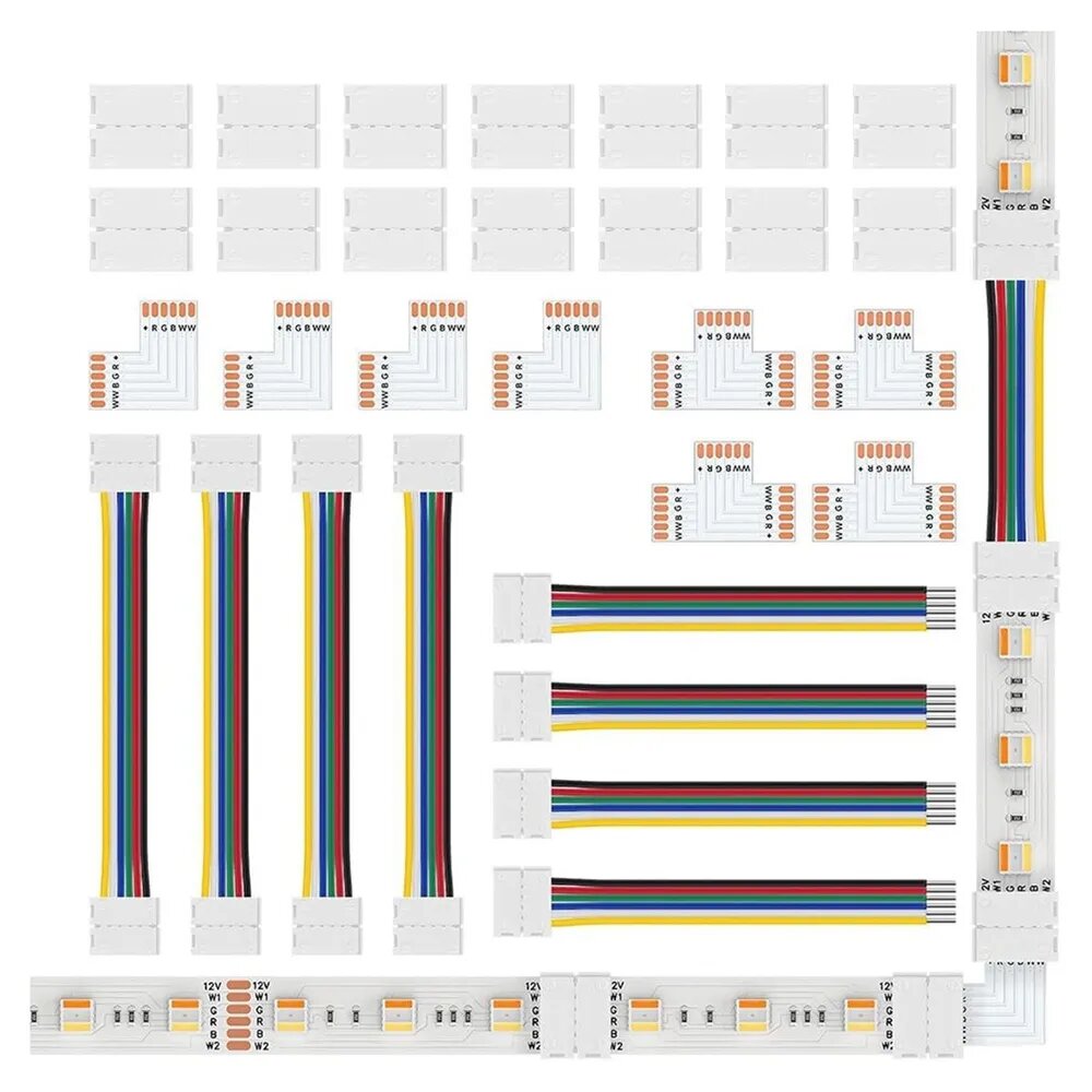 Комплект 6-контактных 12-мм SMD светодиодных разъемов для лент PWM RGB CCT