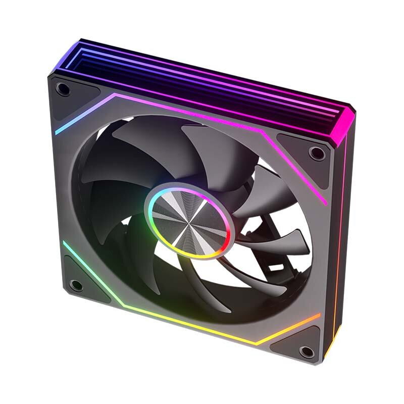 PowerTrain Prism 8 PRO 12CM ARGB синхронизация корпусного вентилятора Black тихий охлаждение с зеркальным световым