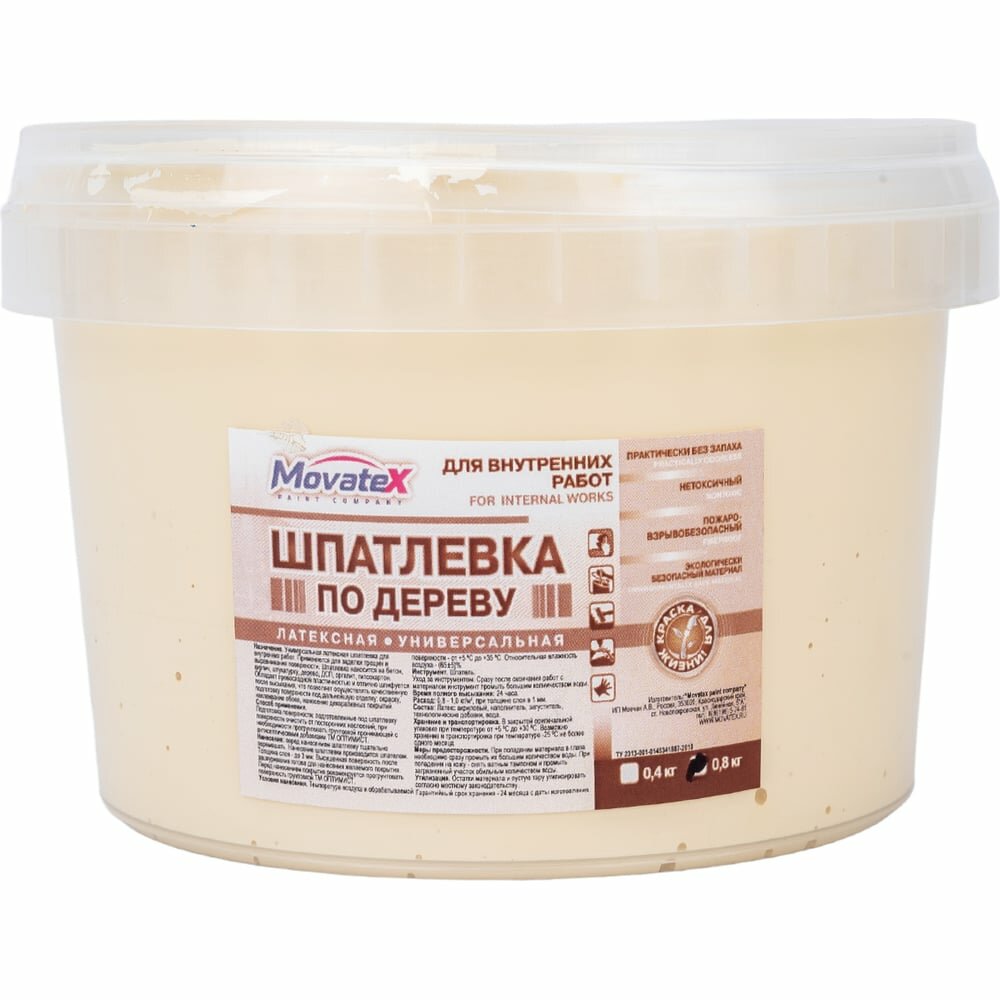 Шпаклевка по дереву (0.8 кг; сосна) Movatex Т02356