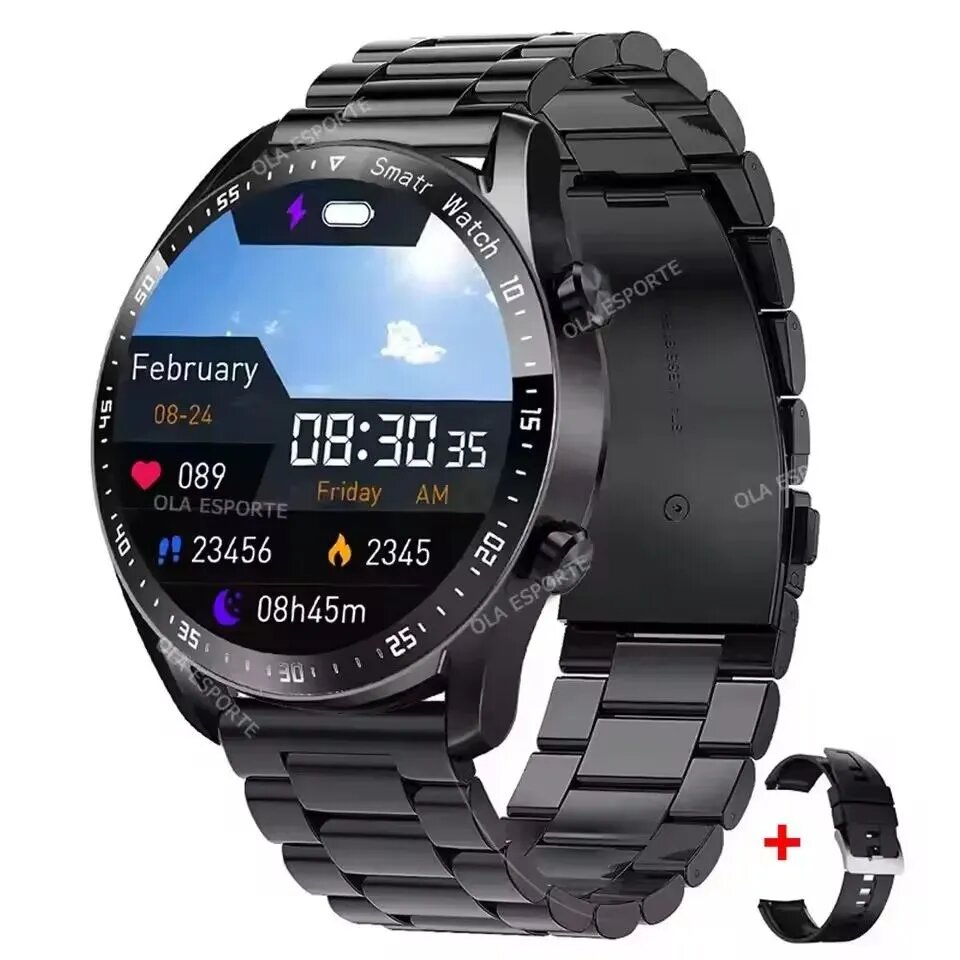 Смарт-часы "Stainless Steel" с экраном 1.38" IPS, Bluetooth 5.0, IP62, 300 мАч, черные — фото 1