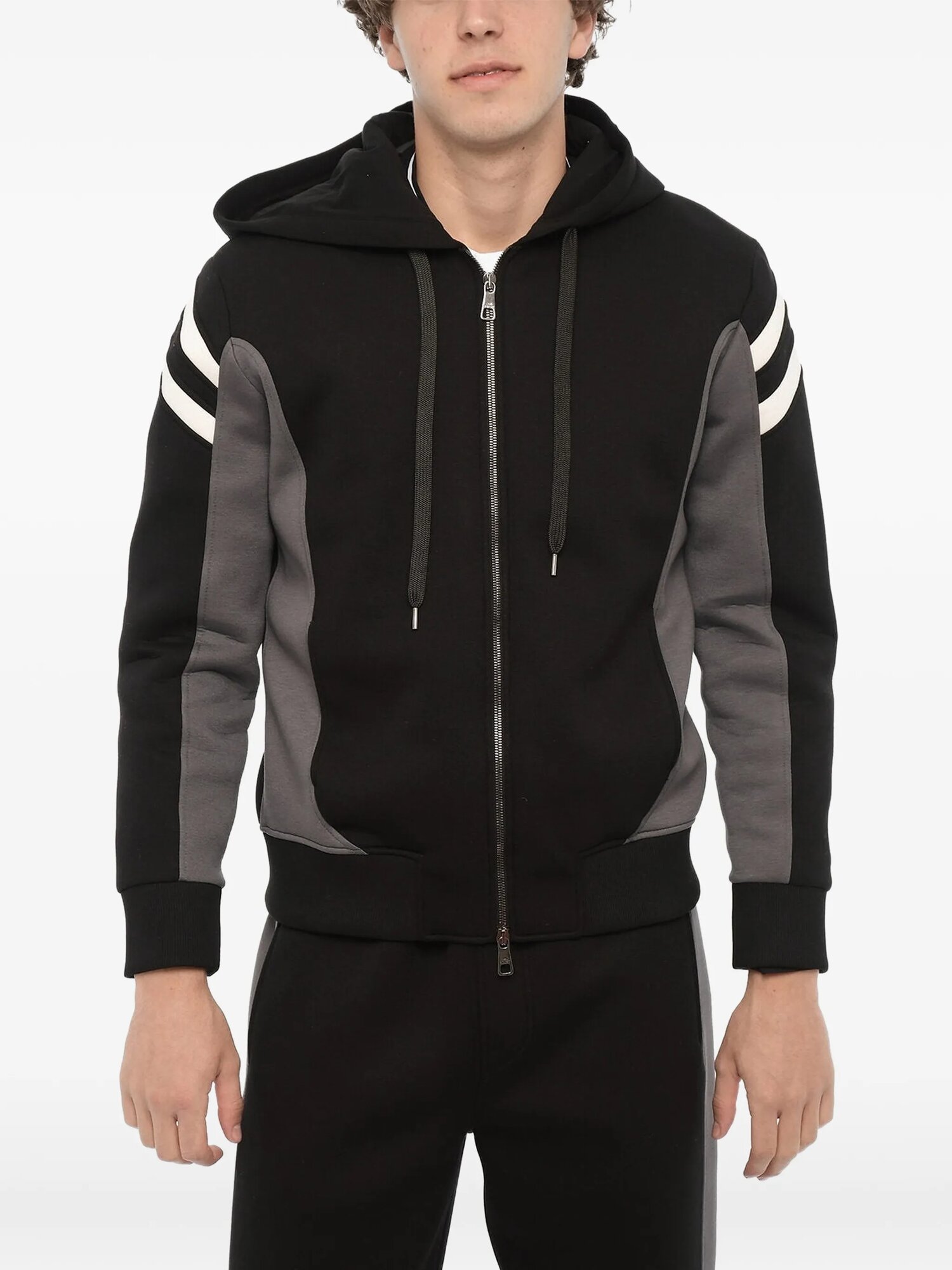 Худи Neil Barrett Modernist panelled black and grey hoodie