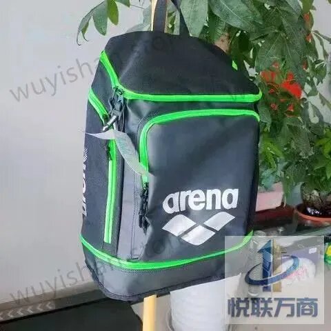 Рюкзак Arena 30L Backpack для плавания, женский, мужской, политекс, 50x33x20 см, черный с зеленым — фото 1
