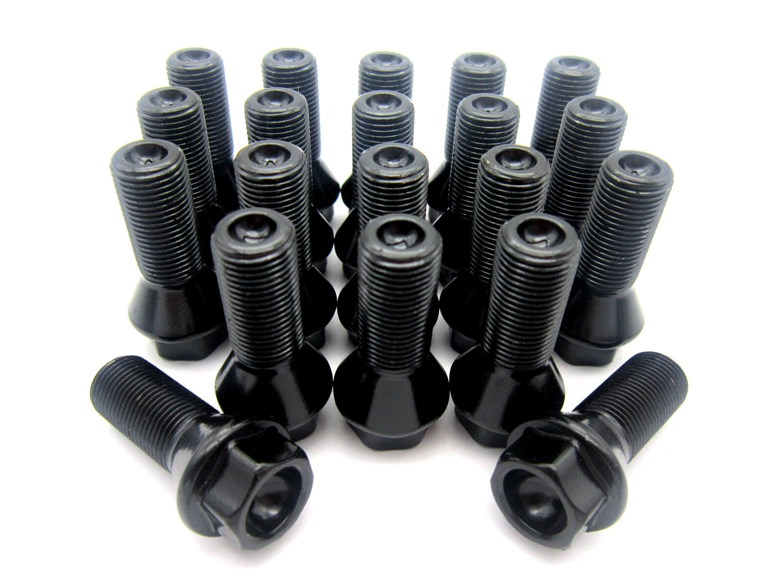 Болт колесный M14X1,25X25 черный цинк, конус с выступом, под ключ 17 мм, 20 шт.