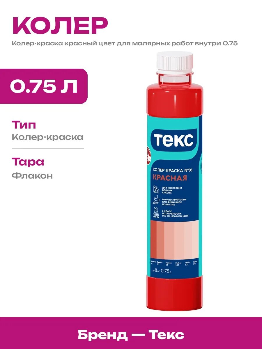 Концентрированный пигмент для краски красный 0.75 интерьер