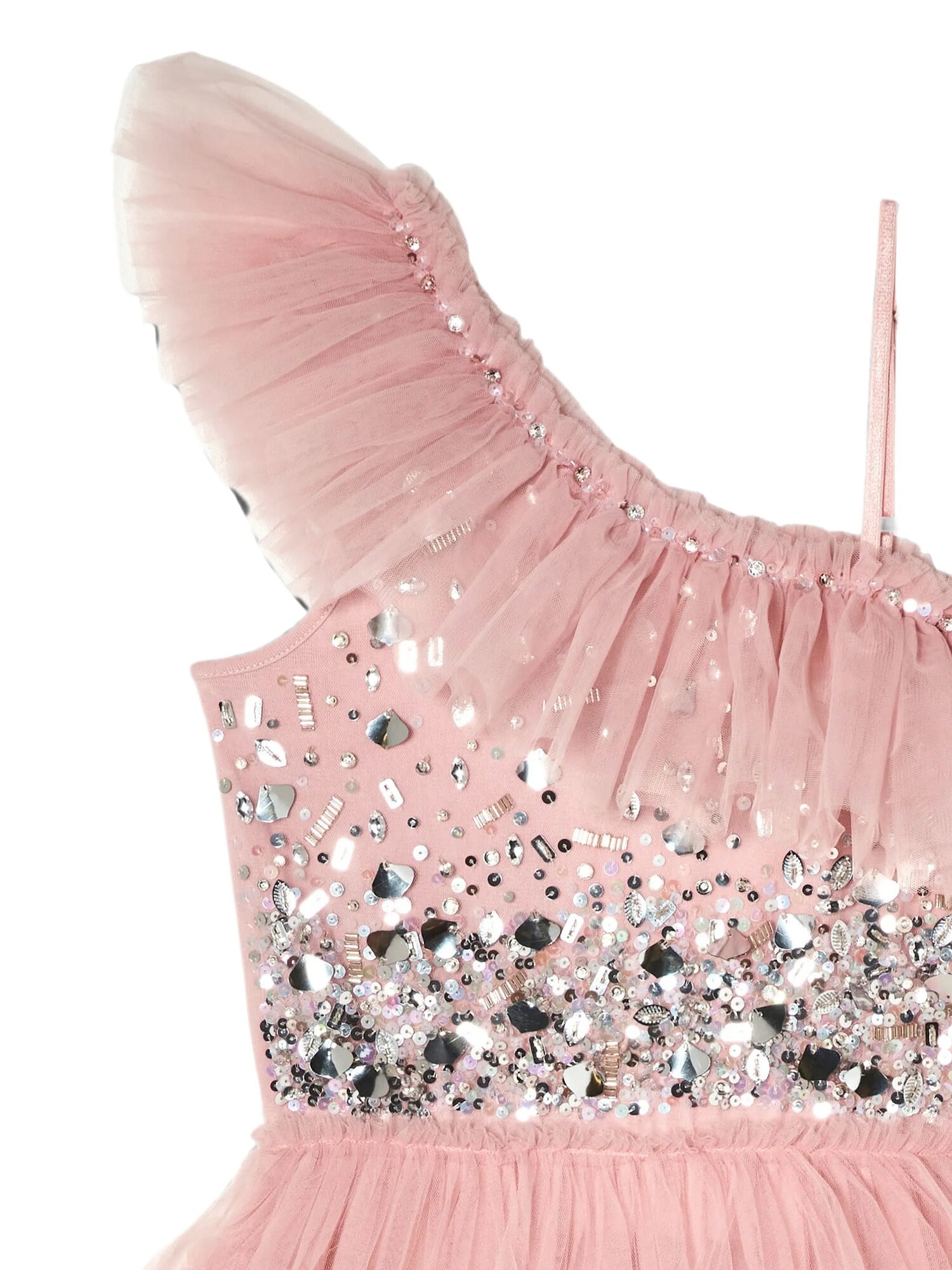 Платье Tutu du Monde Sequin-embellished ruffled dress, размер 104-110, кораллово-розовый — фото 1