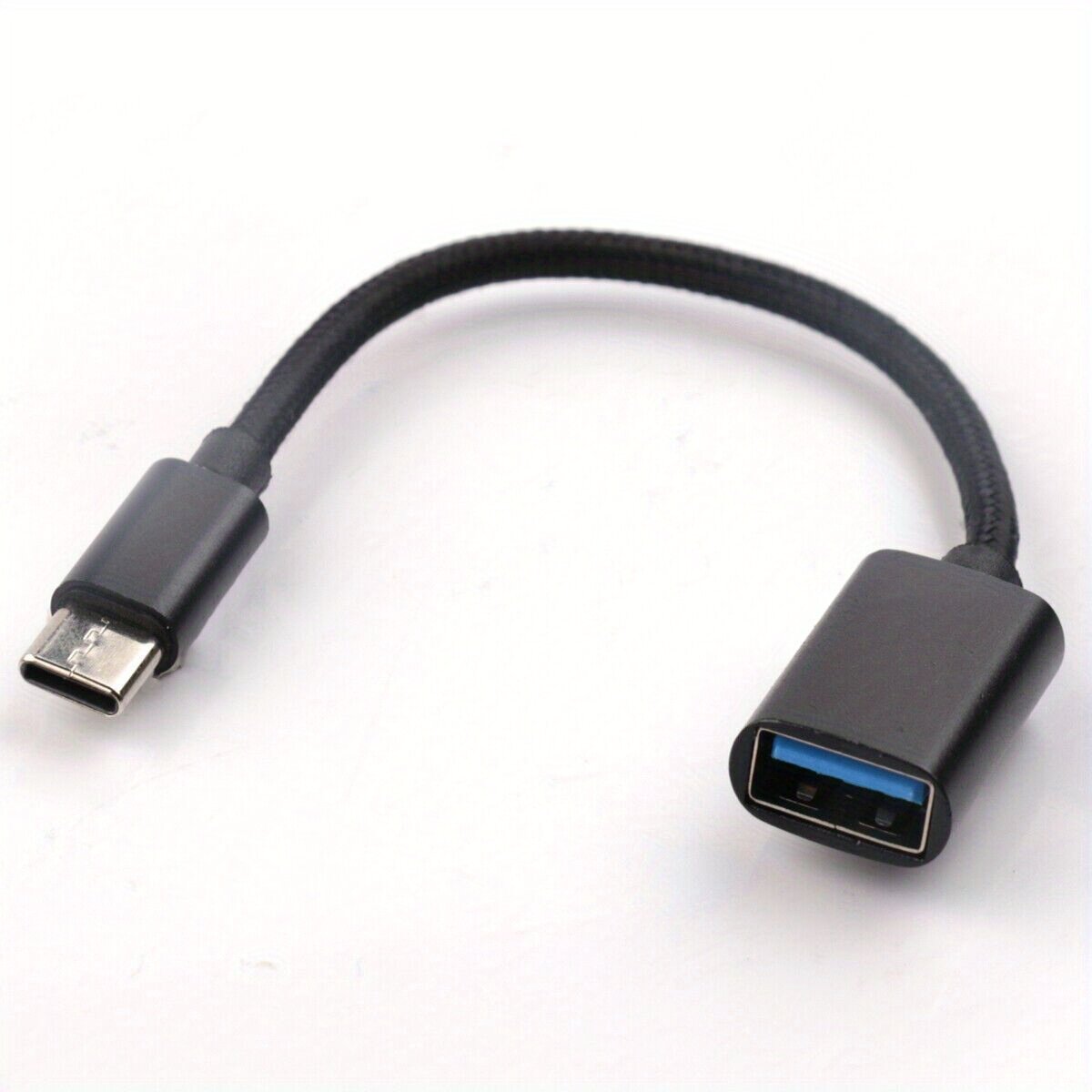 Адаптер USB 3.1 Type-C (M) – USB 3.0 A (F) OTG с нейлоновой оплеткой, черный, 5.91 дюйма
