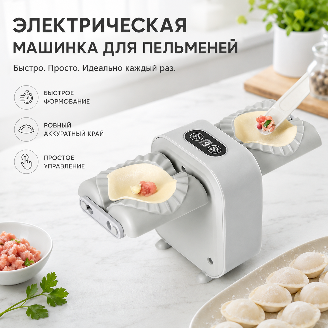 Электрическая машина для пельменей быстродействующая, материал PP