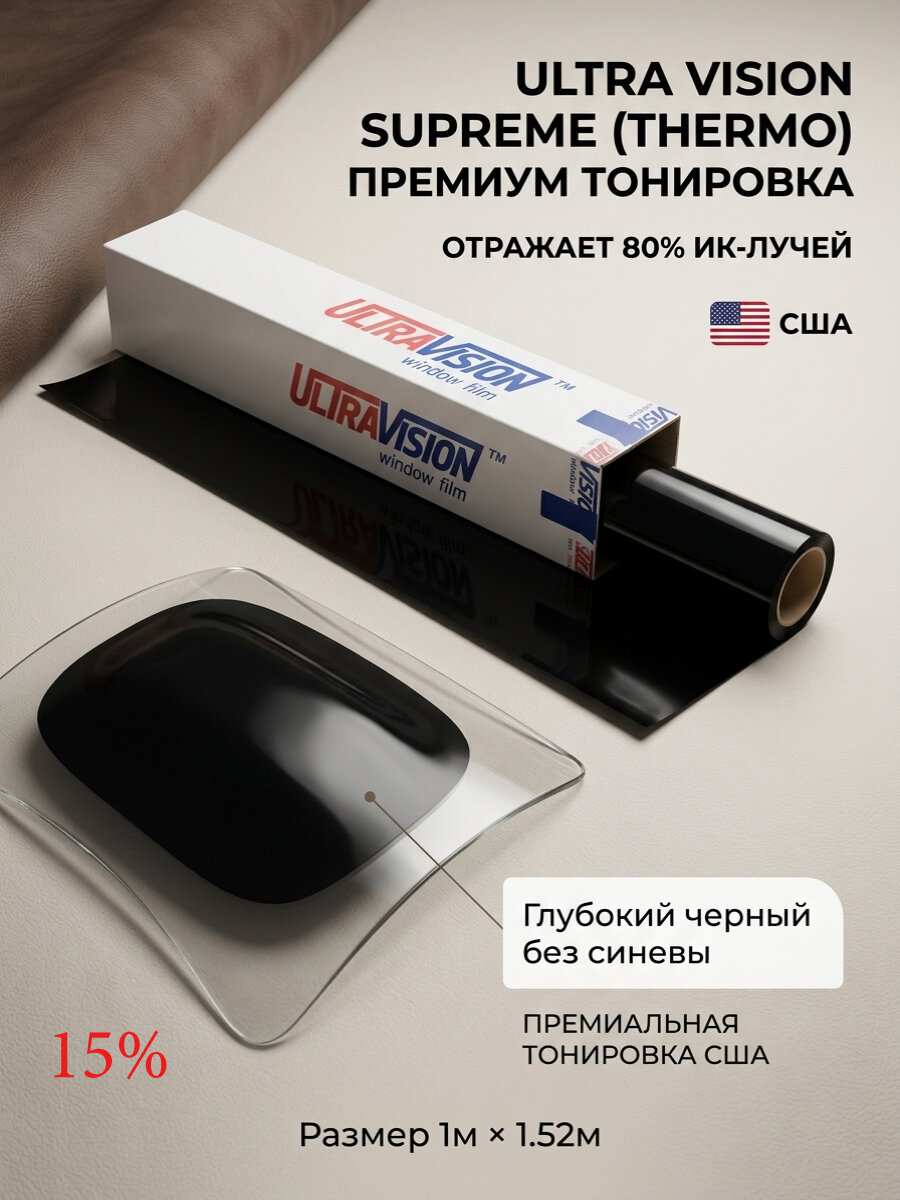 UltraVision Supreme HP CH SR HPR Thermo 15% 1м*152см черный Пленка на авто и окна тонирововка